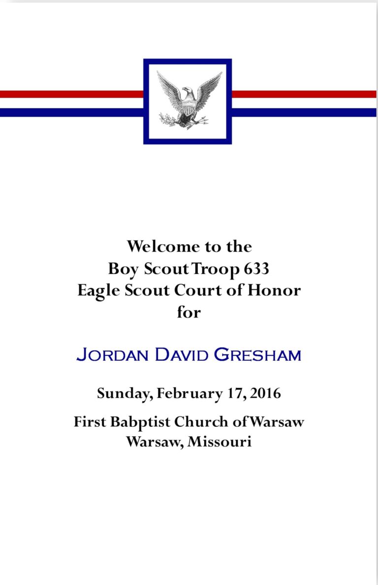 Eagle Scout Court of Honor Programs