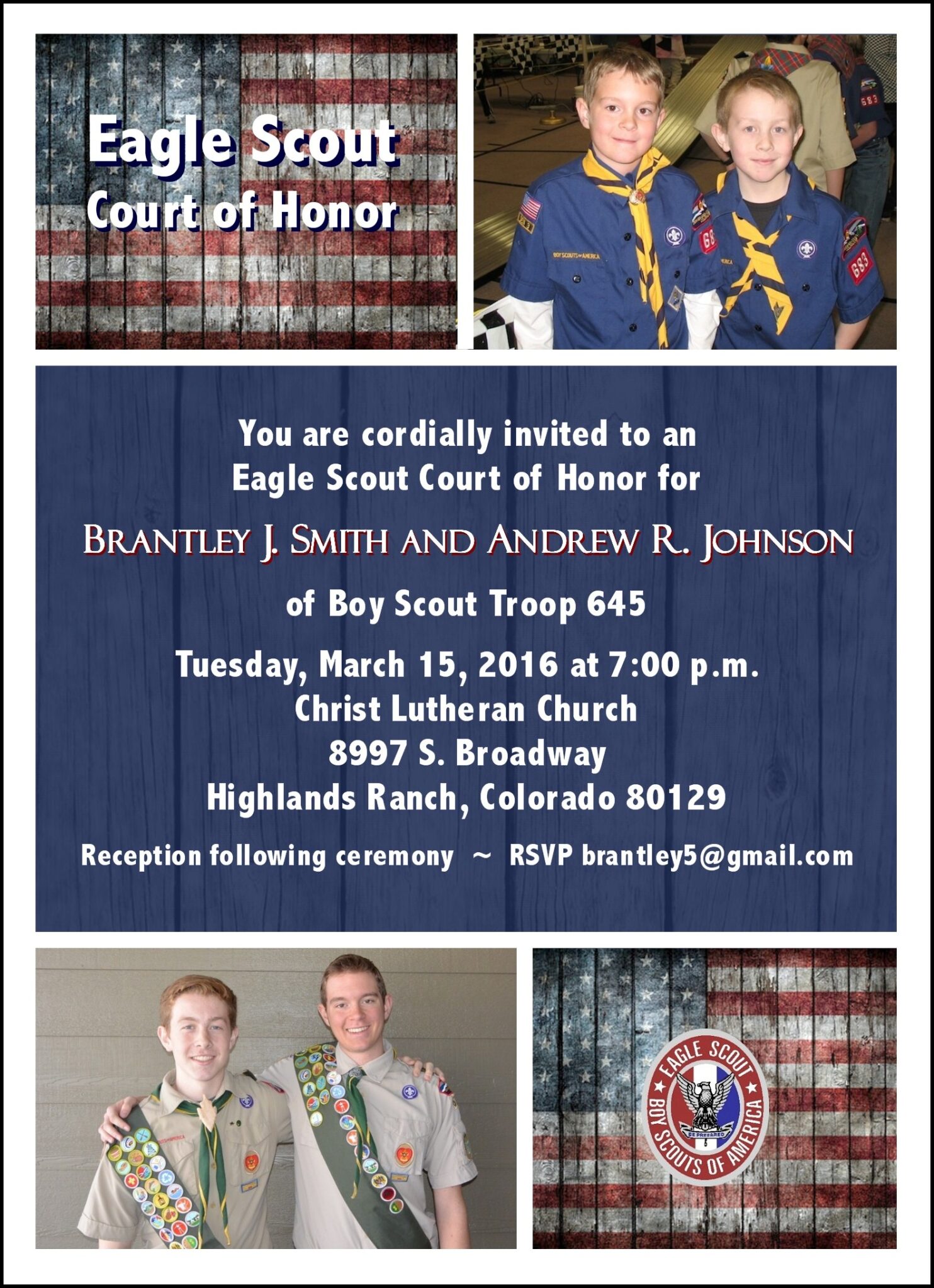Eagle Scout Court of Honor Invitations