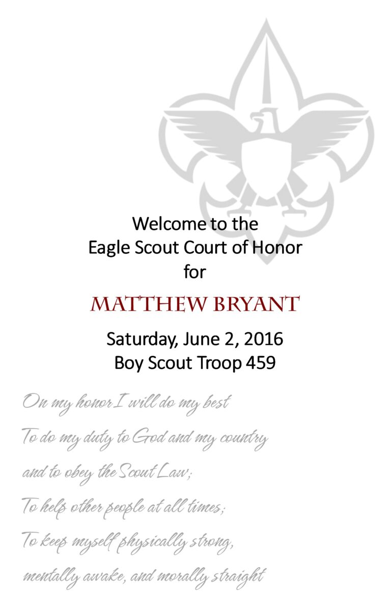 Eagle Scout Court of Honor Programs