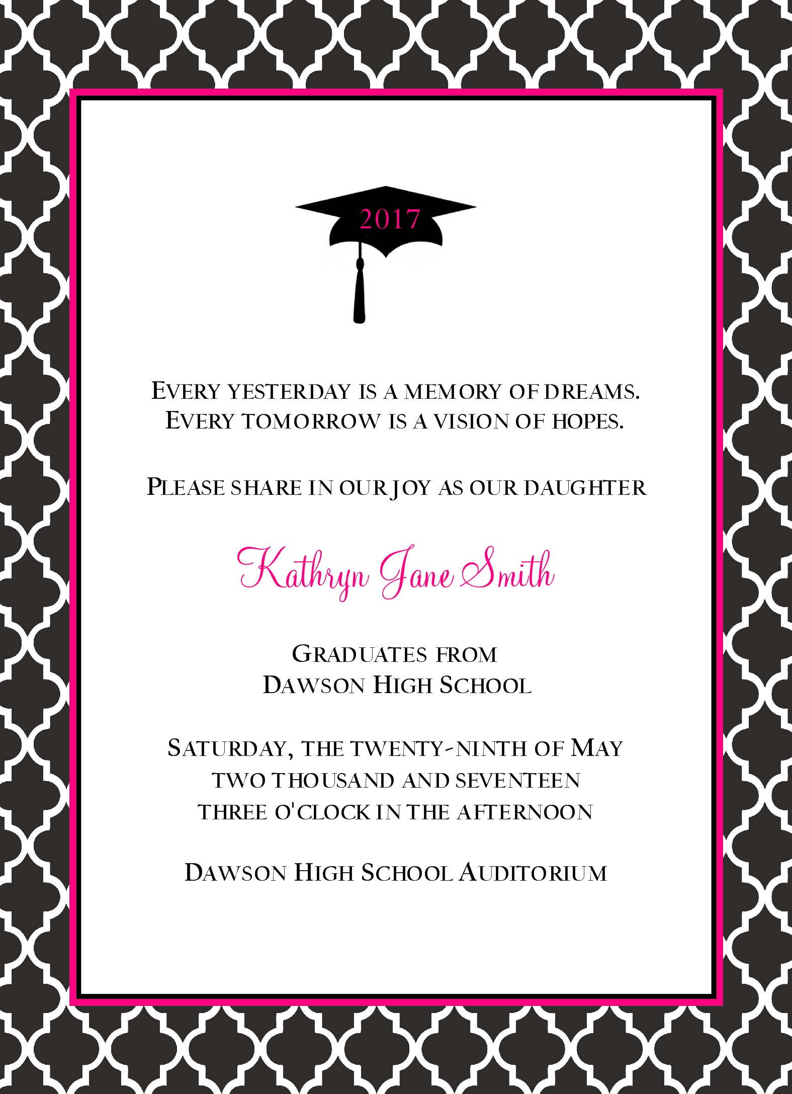 Examples Of Graduation Invitations For Elementary